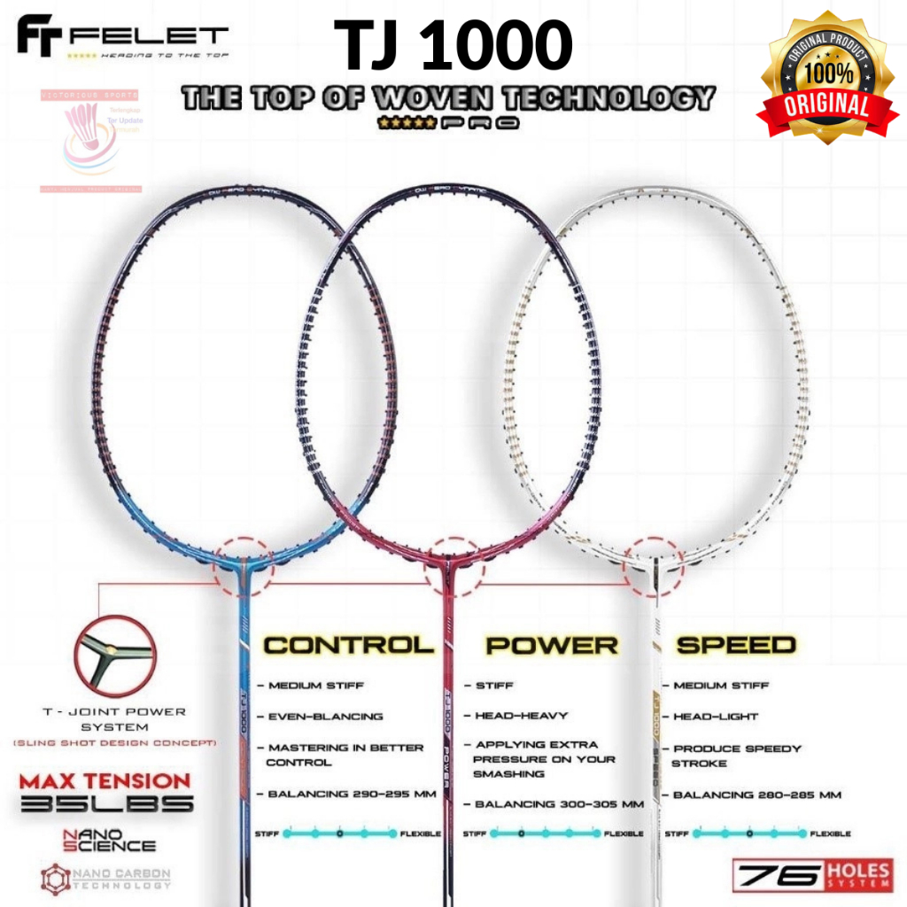 Jual RAKET BADMINTON BULUTANGKIS FELET TJ 1000 POWER SPEED CONTROL ...