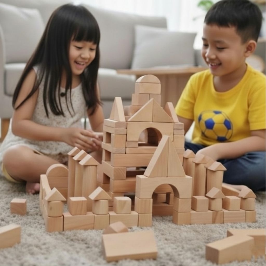 Jual Omocha Balok Susun Mini Isi 120 Natural Mainan Edukasi Balok Kayu ...