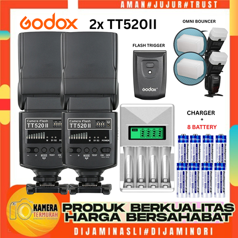Jual Paket 2in1 Flash GODOX TT520II TT520 II + Trigger Godox For Canon ...