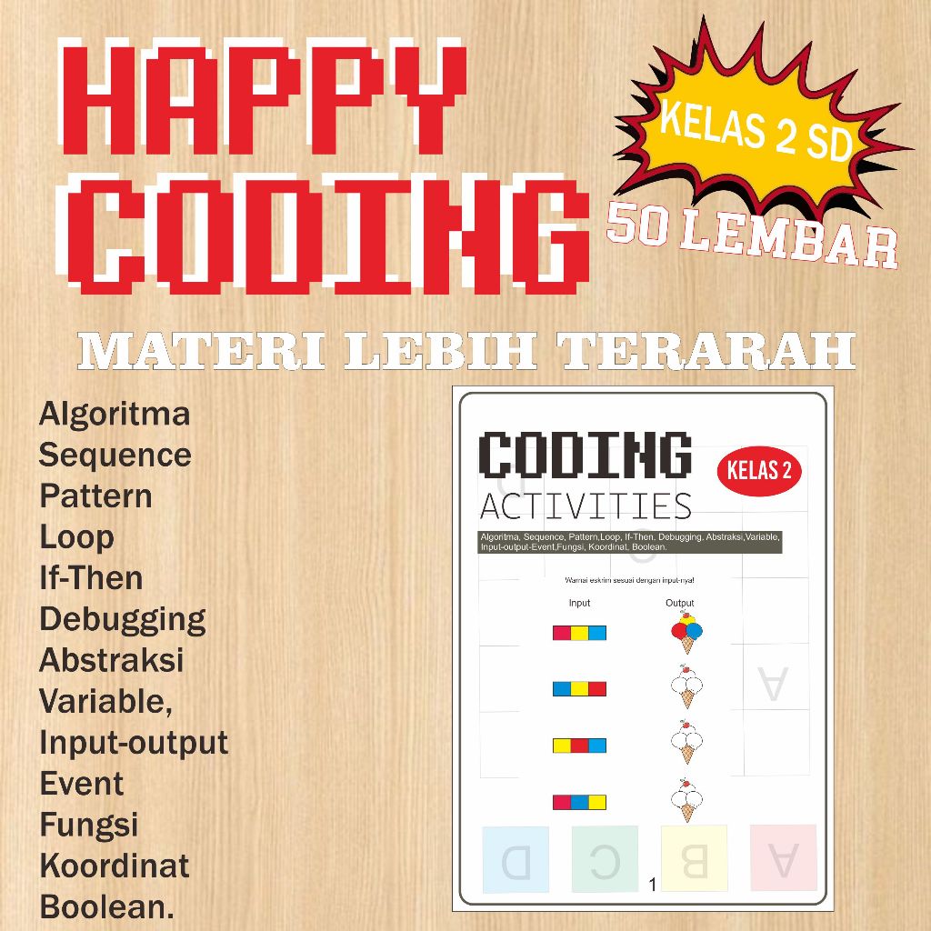 Jual WORKSHEET CODING ANAK KELAS 2 SD ISI 50 LEMBAR/Lembar kerja coding ...