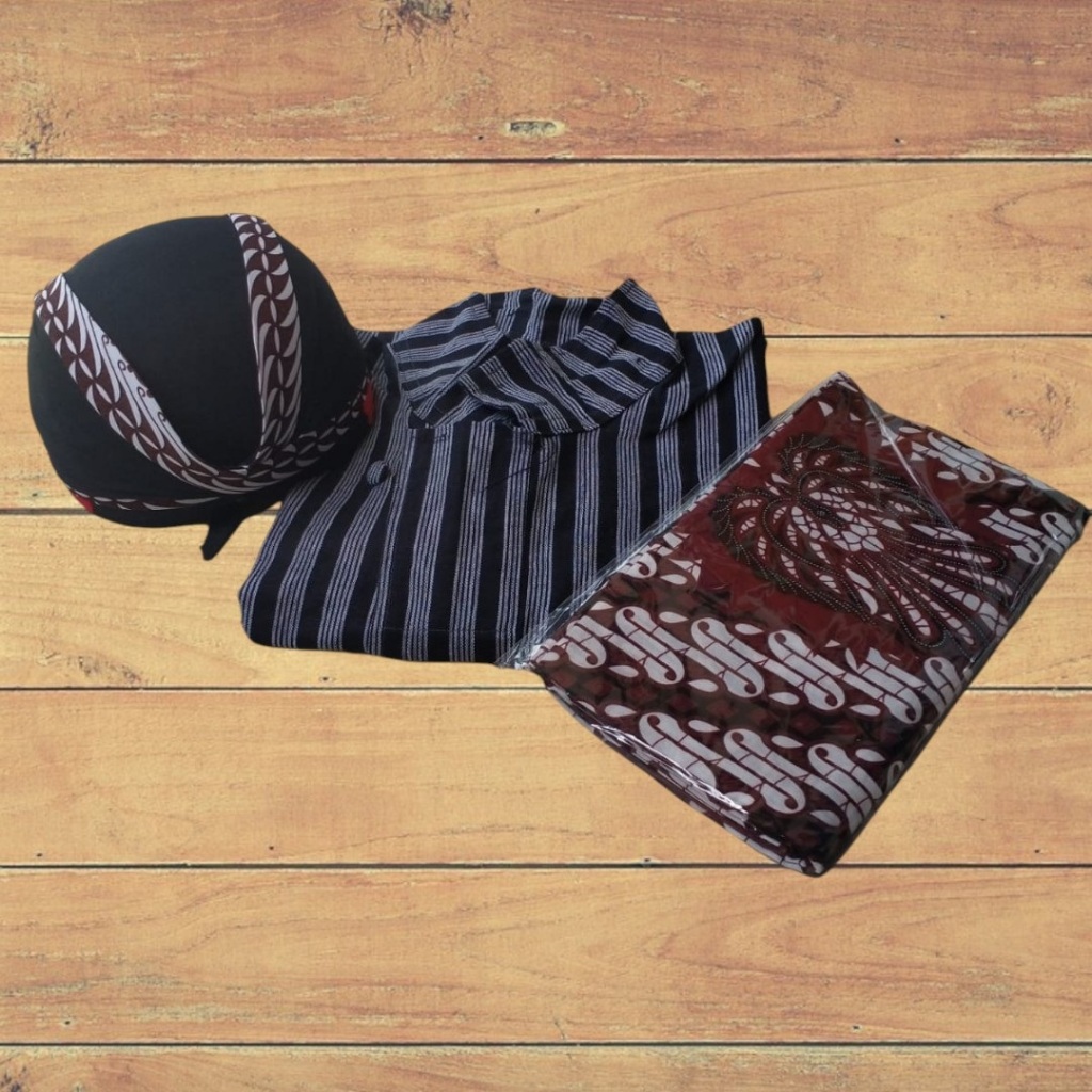 Jual Setelan Lengkap Baju Lurik Pria Dewasa Adat Jawa/Set Pakaian ...
