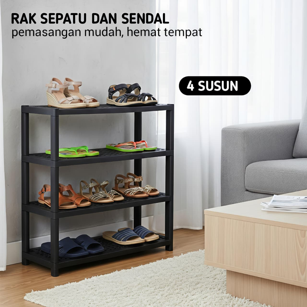 Jual COD Rak Sepatu Petra 4 Susun Tempat Sandal Rak 3 Susun 4 Tingkat ...