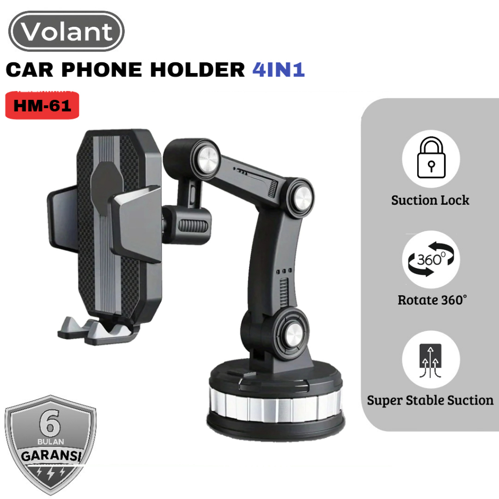 Jual Car Holder HP Stand HP Mobil 4in1 360 Rotation HM-61 Universal ...