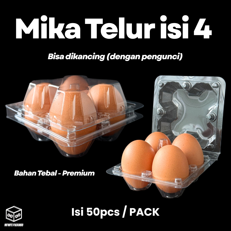 Jual (ISI 50 PCS) Mika Tray Telur 4 Butir Dengan Pengunci / Mika Telur ...