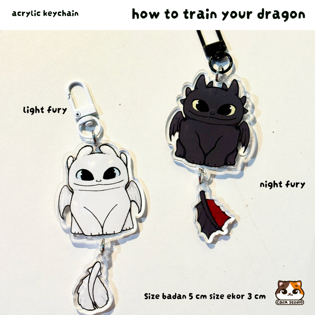 Jual Caca Studio - Light Fury Night Fury Linked Keychain / How To Train ...