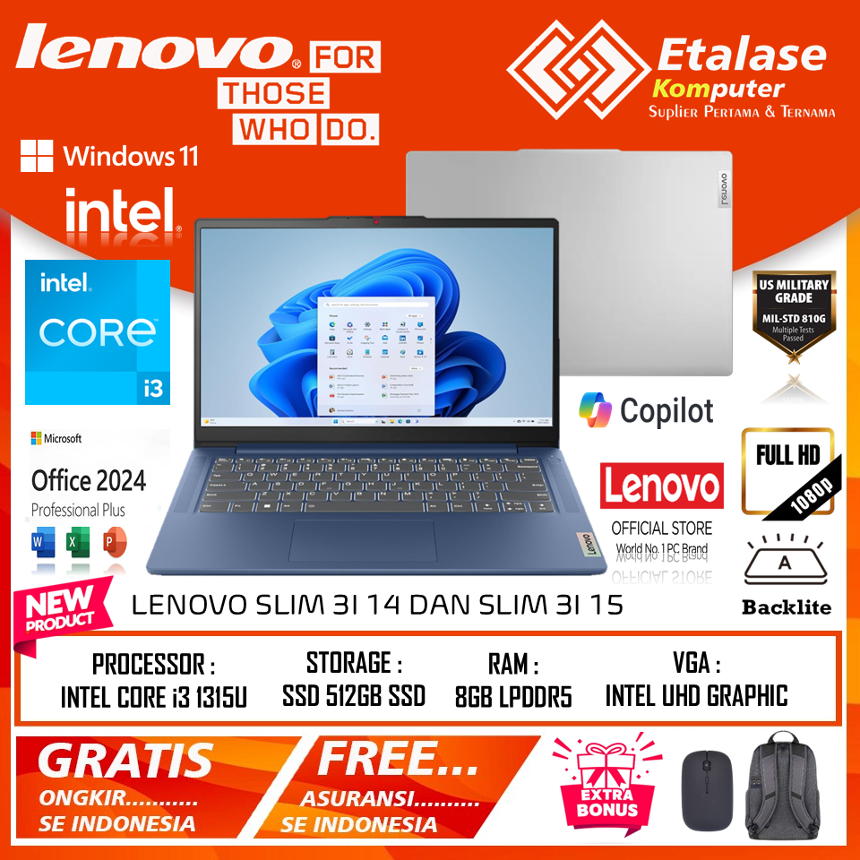 Jual PROMO Laptop Lenovo Ideapad Slim 3i 14 Intel Core i3 1315U | slim ...