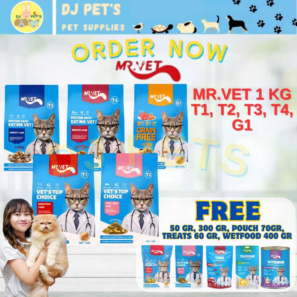 Jual Mr.Vet T1,T2,T3,T4,G1, dan D1 1kg FREE 300g - Makanan Kucing Dan ...