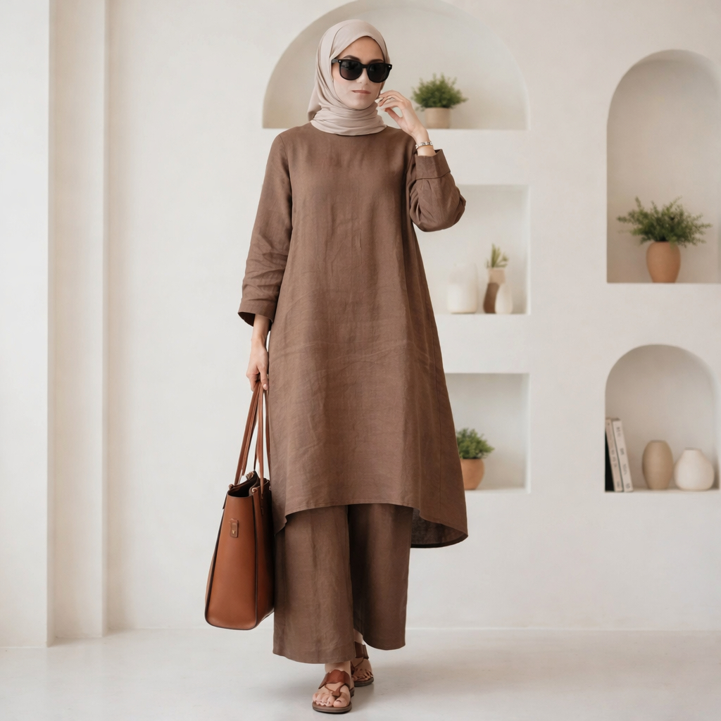 Jual Naluna Studio Rebecca Tunik Set Setelan Celana Wanita Linen Rami ...