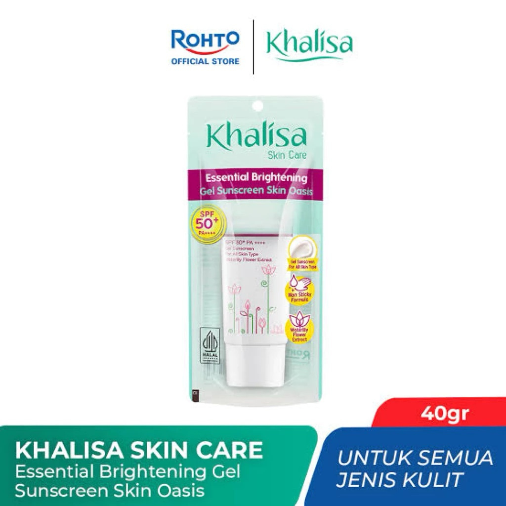 Jual Khalisa Essential Brightening Gel Sunscreen Skin Oasis SPF 50+ 40g ...