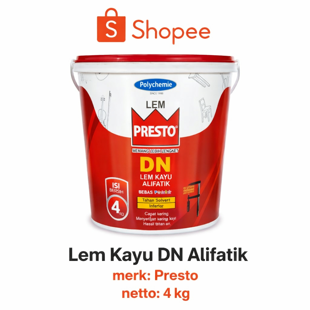 Jual Lem Kayu Presto DN Alifatik Ember 4 Kg | Lem Kayu Kuat untuk Mebel ...