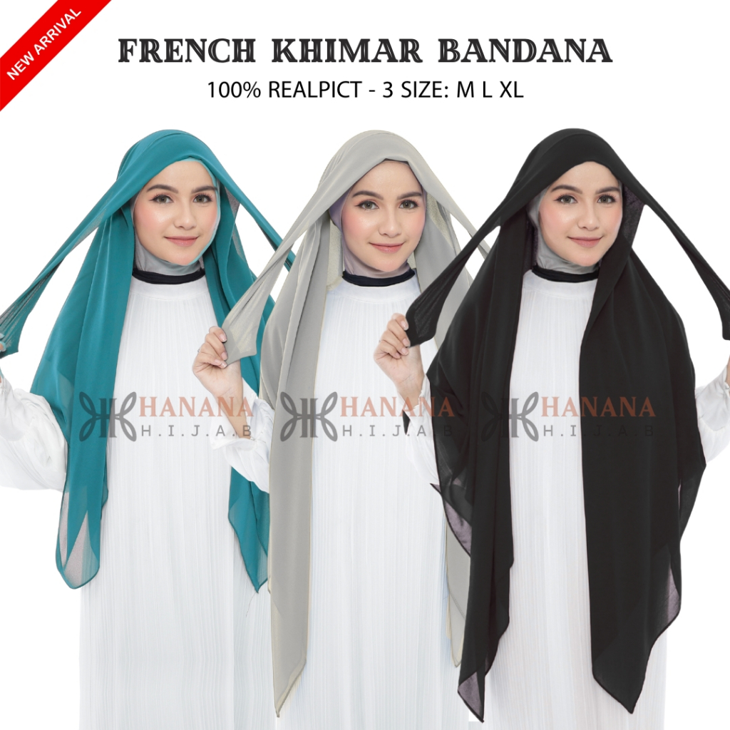 Jual French Khimar Bandana Khiban Syari Ready 3 Size M L XL Ceruty ...
