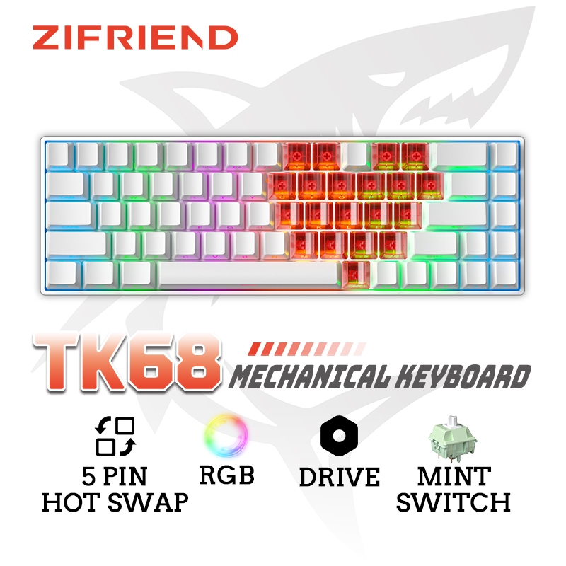 Jual ZIFRIEND TK68 RGB Mechanical Keyboard Side-Printed Gradient ...
