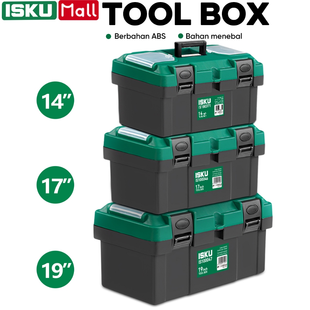 Jual ISKU Tool Box Plastik 14 17 19 Inch Kotak Perkakas Besar 2 Susun ...