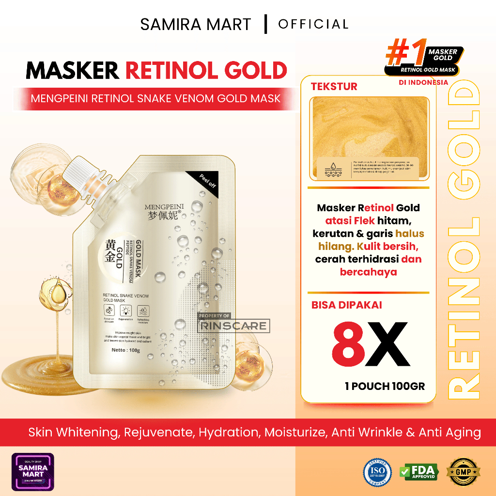 Jual [ RETINOL GOLD MASK ] Masker Mengpeini Retinol Snake Venom ...
