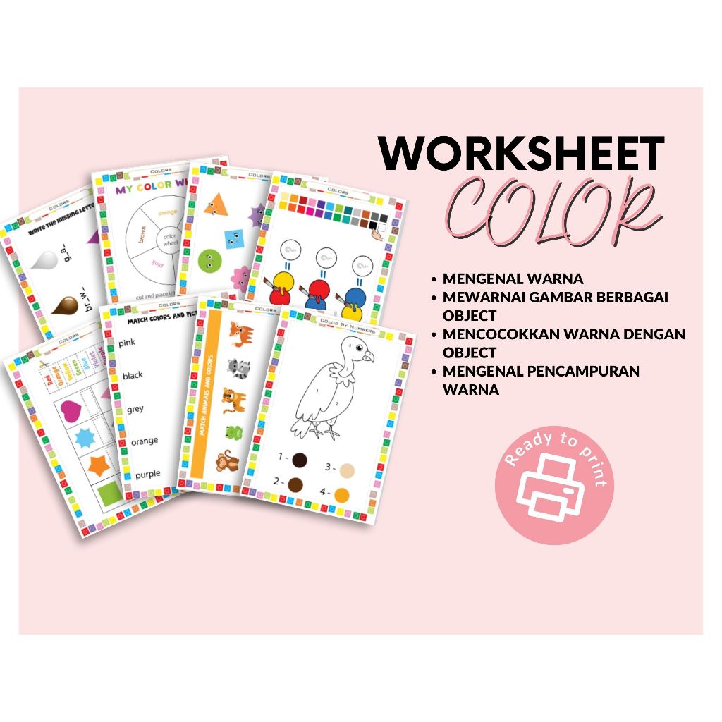 Jual Worksheet Anak Mengenal Warna | Printable PDF | Aktivitas Mewarnai ...