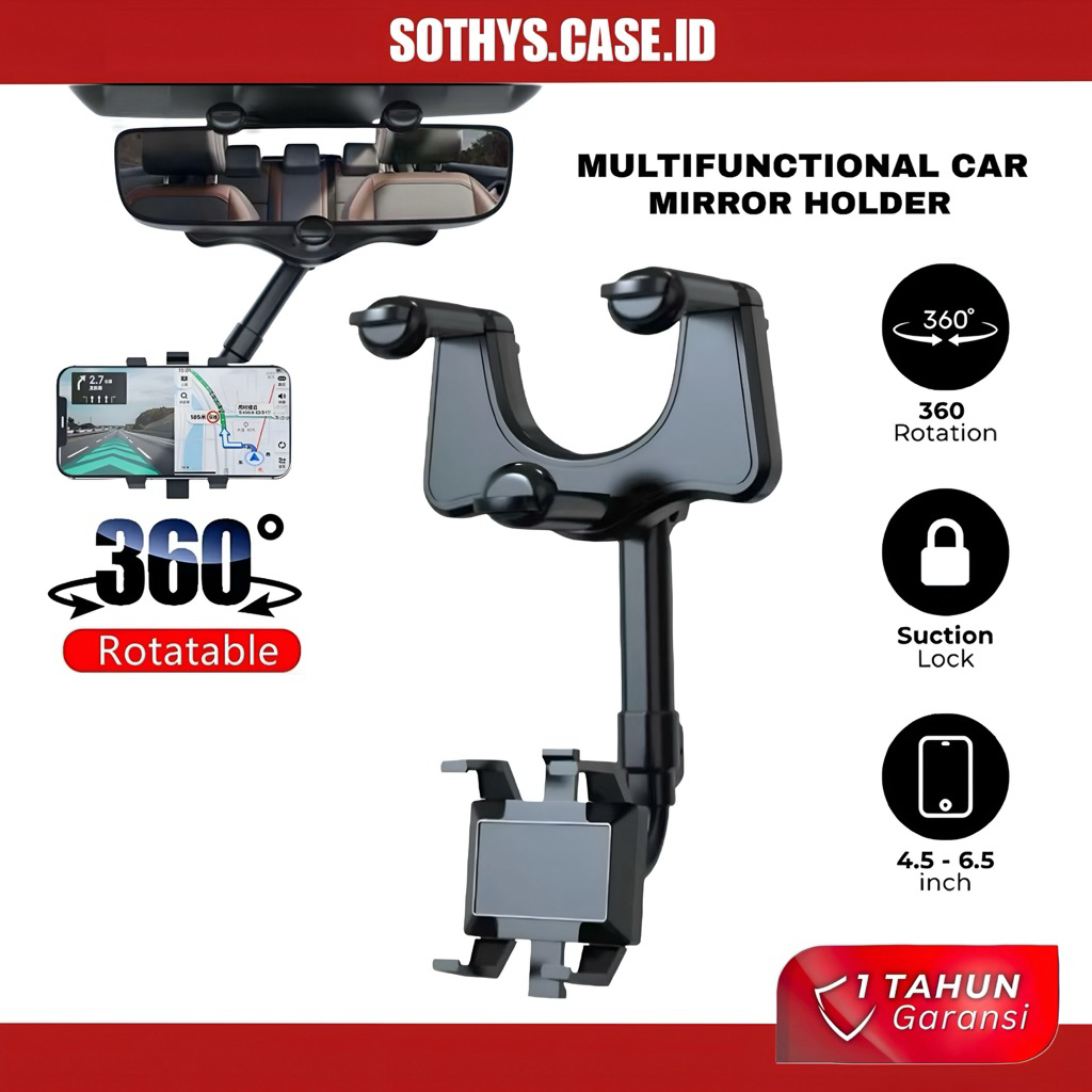 Jual Holder Mobil Handphone Fleksible Jepit Kaca Spion 360 Derajat Car ...