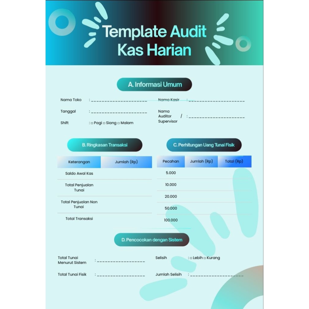 Jual Template Canva Audit Kas Keuangan Harian (PDF) | Shopee Indonesia