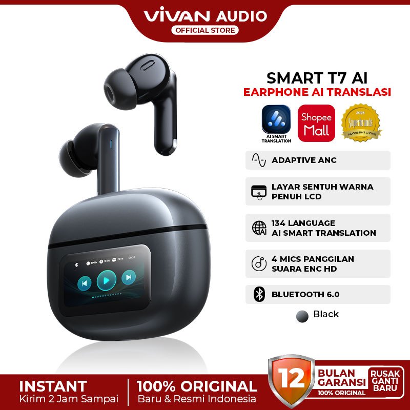 Jual VIVAN Touch Screen TWS Adaptive Smart T7 AI Smart Translation ...