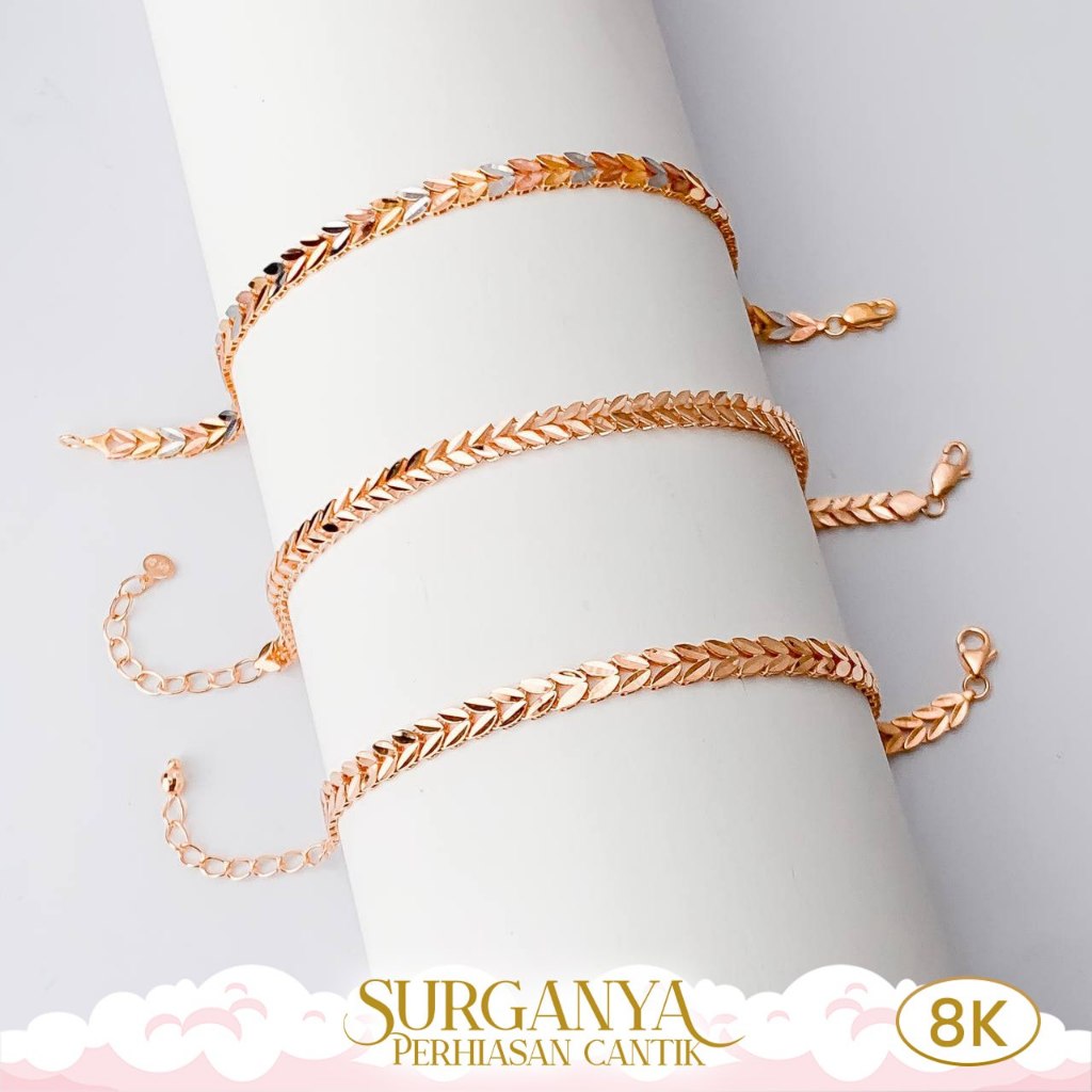 Jual Gelang Daun Verona Bracelet Emas Kadar 8K Macan Gold | Shopee ...