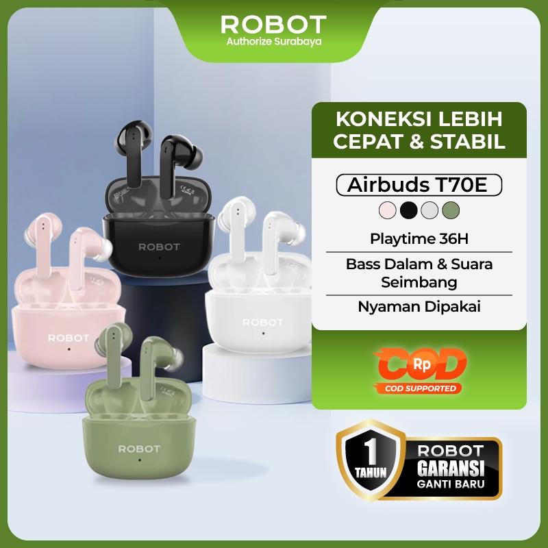 Jual ROBOT Earbuds TWS Bluetooth 5.4 Deep Bass 13 Layer Titanium Driver ...