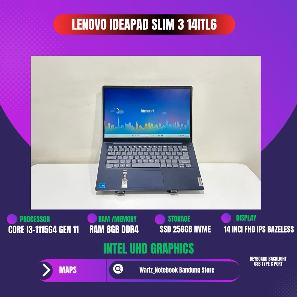 Jual LENOVO IDEAPAD SLIM 3 14ITL6 CORE I3-1115G4 RAM 8GB SSD 256GB ...