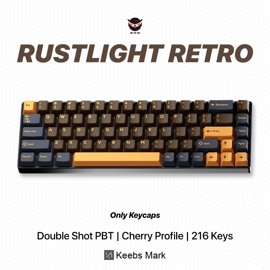 Jual XVX Rustlight Retro Doubleshot PBT Keycaps 216 Keys Cherry Profile ...
