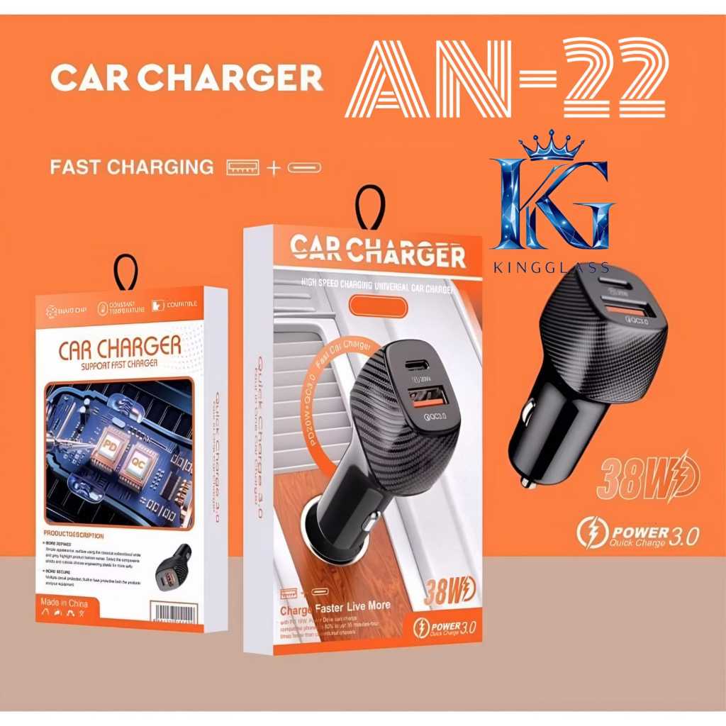 Jual Saver Mobil Dan Motor AN-22 38watt Fast Charging Usb A + Usb Type ...