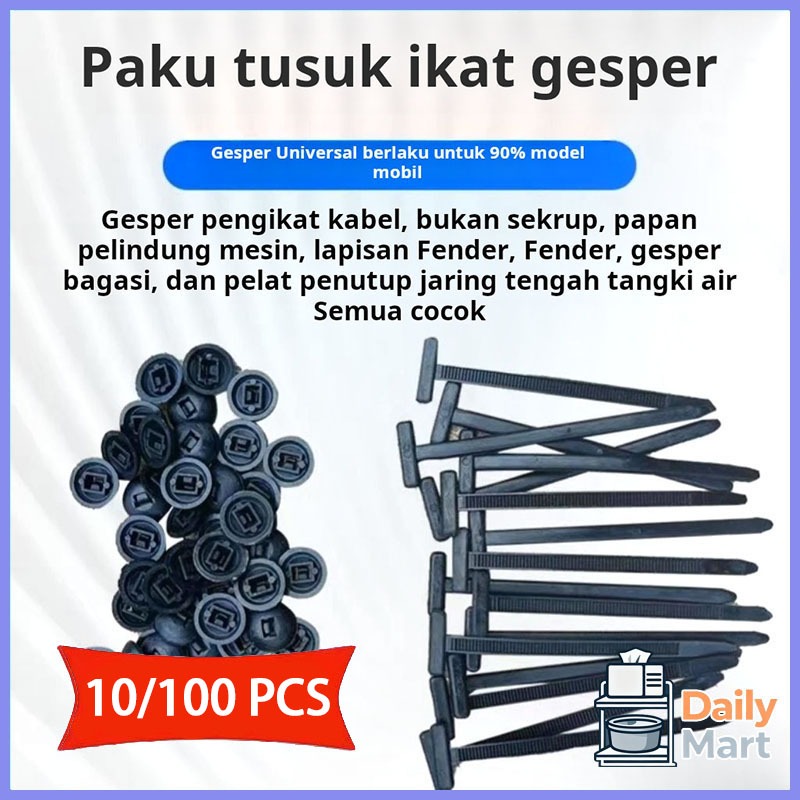 Jual 10/100pcs Pengikat kabel, klip, dan pin untuk mengamankan saluran ...
