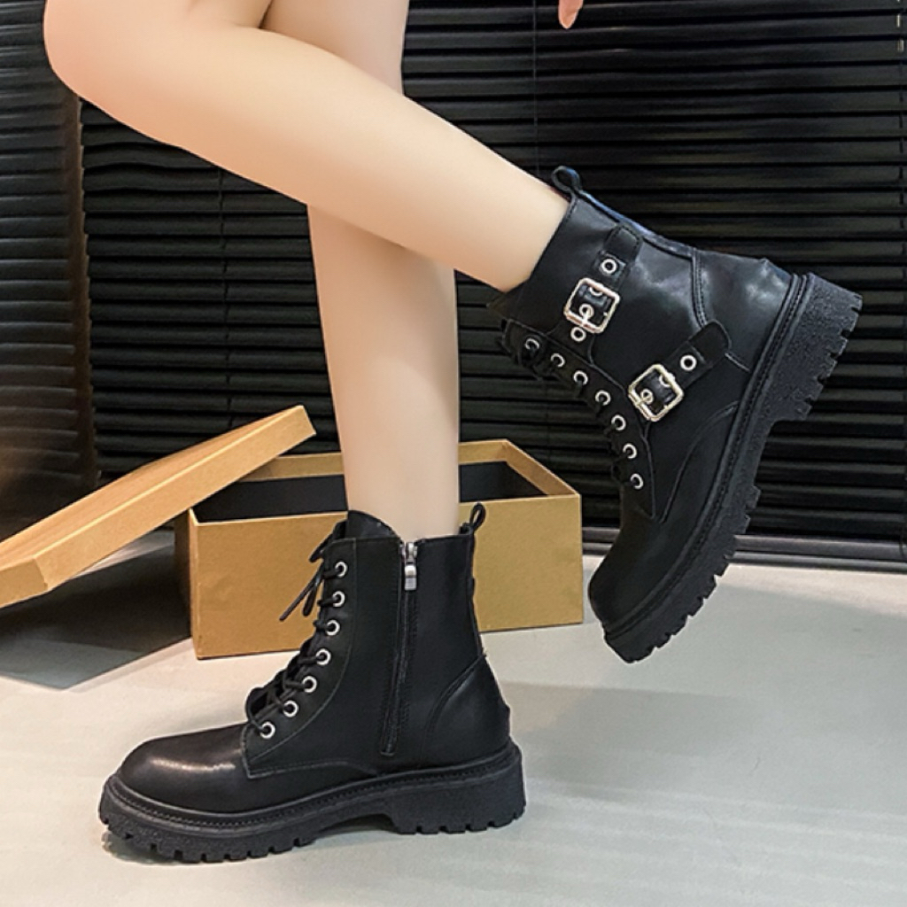Jual DS Sepatu Boots Wanita Fashion Korea Style Kasual Doubel Zipper ...