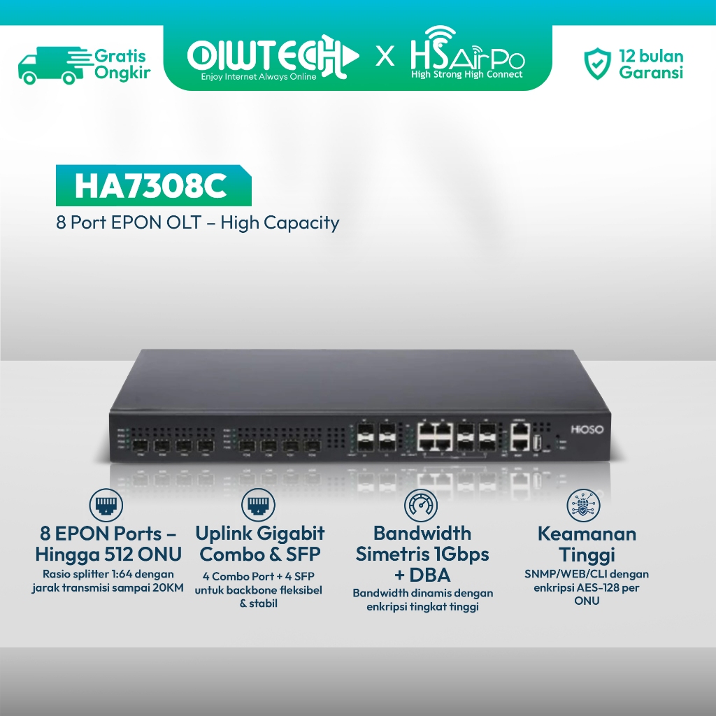 Jual OLT EPON 8 Port PON Fiber Optic | Dual Power Supply | 20KM | Ideal ...
