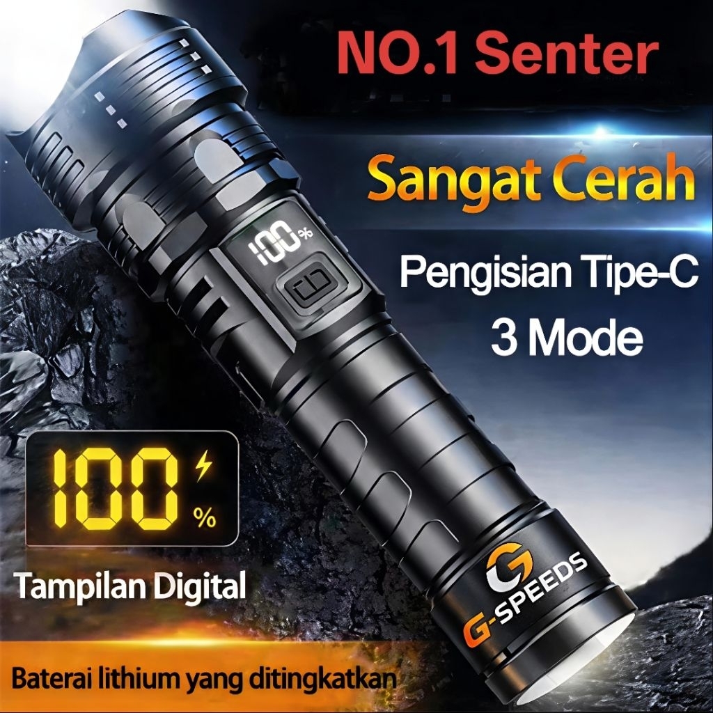 Jual Senter Led Super Terang Jarak Jauh 1 Km Zoom Lampu Senter Super ...