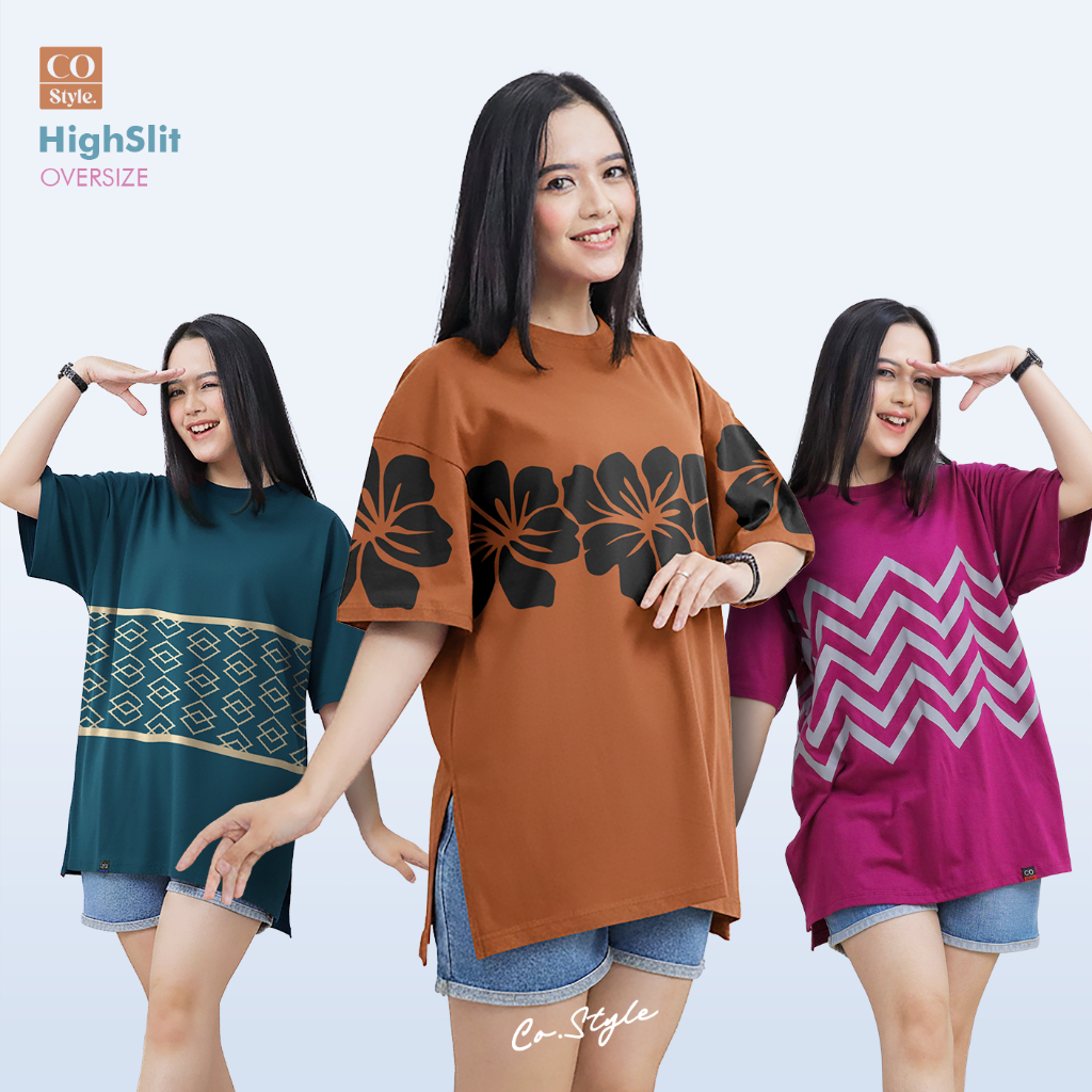 Jual Co.Style Oversize Highslit Leevy/Zeea | Baju Atasan Wanita Kaos ...
