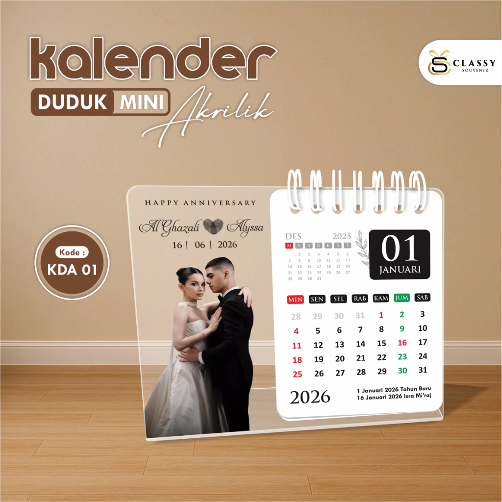Jual Kalender 2026 Akrilik Duduk Mini Custom Foto Souvenir Unik Estetik ...
