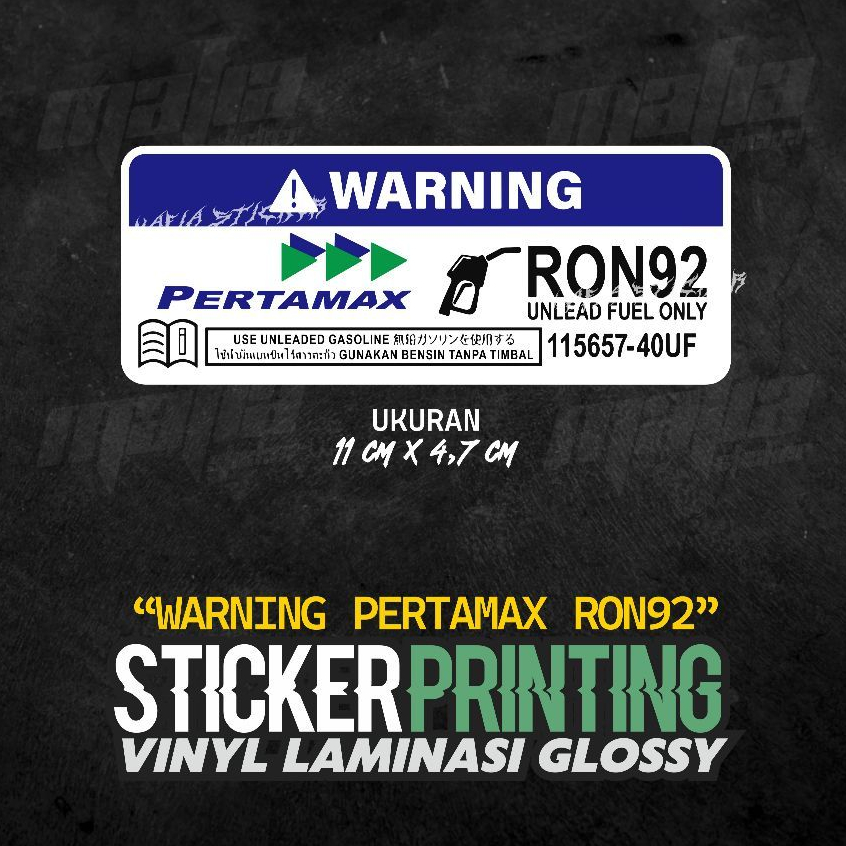 Jual Sticker/Stiker Print Cut Warning PERTAMAX Ron 92 | Shopee Indonesia