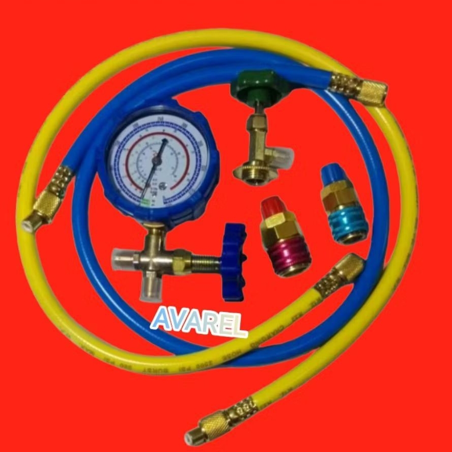 Jual MANIFOLD SINGLE R134 R22 500 PSI + 2 SELANG + CAN TAP VALVE 339 ...