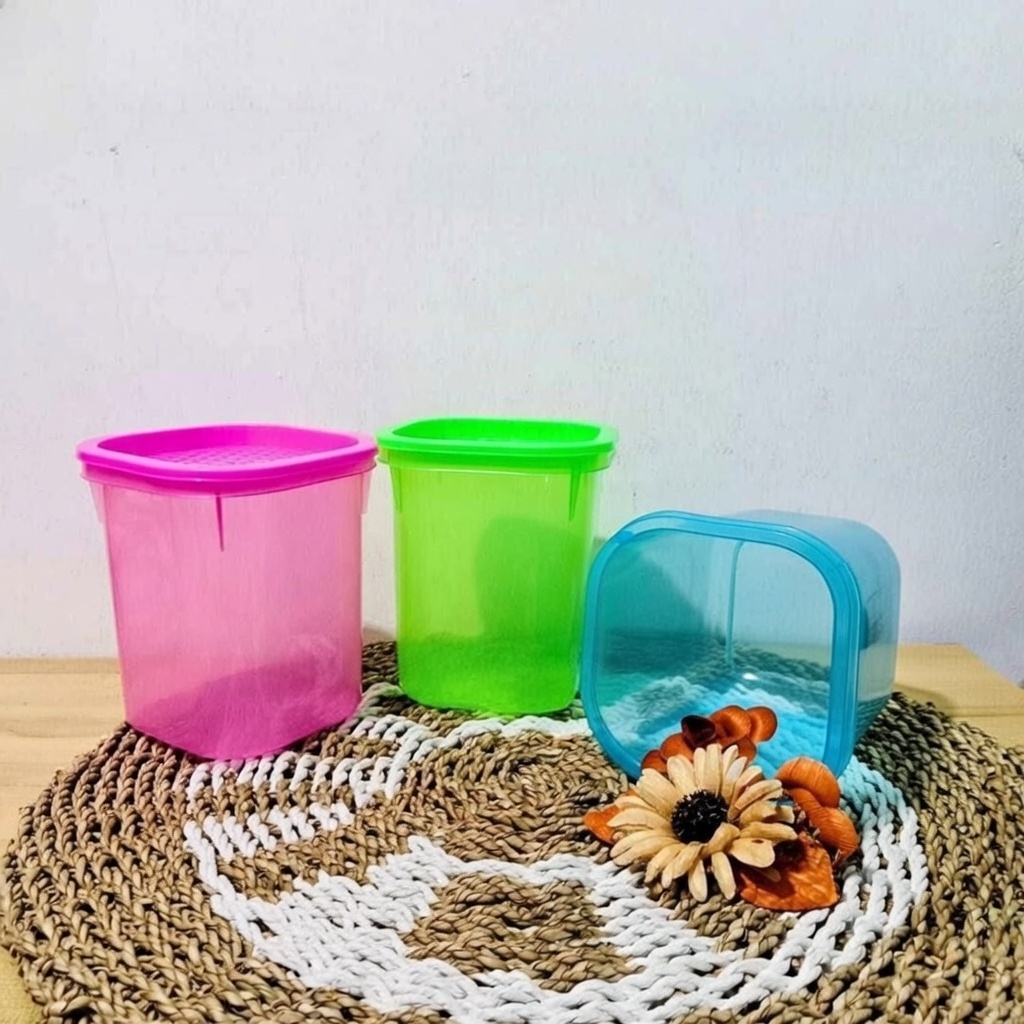 Jual (12 PC CAMPUR) Toples Plastik Kotak Tinggi 15cm / Toples Jajanan ...