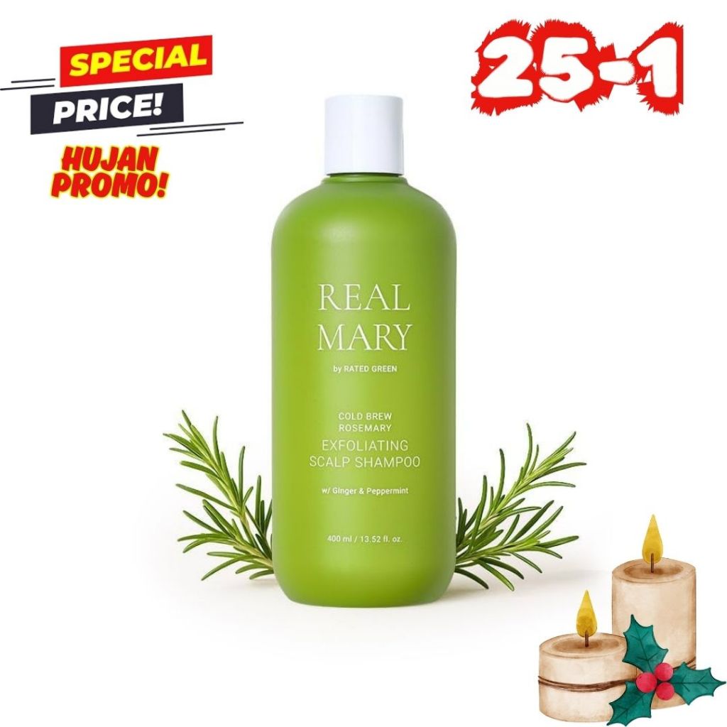 Jual Rated Green Real Mary Exfoliating Scalp Shampoo - size: 400 ml ...
