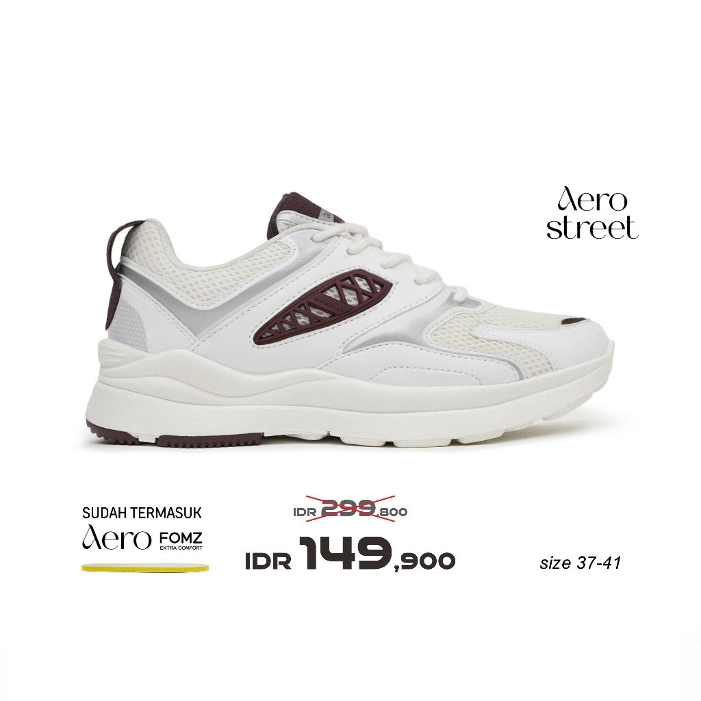 Jual Aerostreet 37-41 Lizzie Putih Maroon Putih - Sepatu Sneakers ...