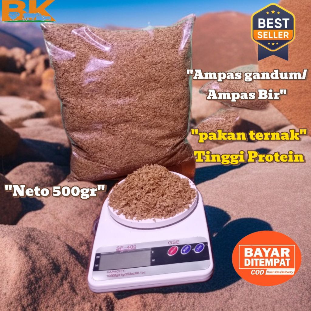 Jual AMPAS GANDUM/AMPAS BIR 500GRM, Mamel/mawur pakan ternak tinggi ...