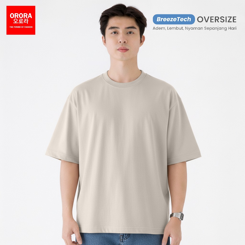 Jual ORORA Oversized Oatmeal Cotton Premium 16s | Kaos Polos Oversize ...