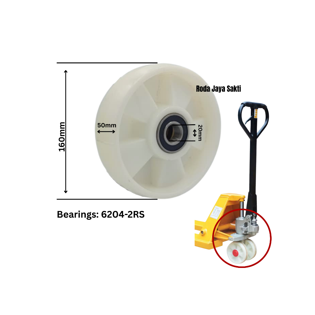 Jual Roda hand pallet/hand lift krisbow 2 ton 160x50 nilon | Shopee ...