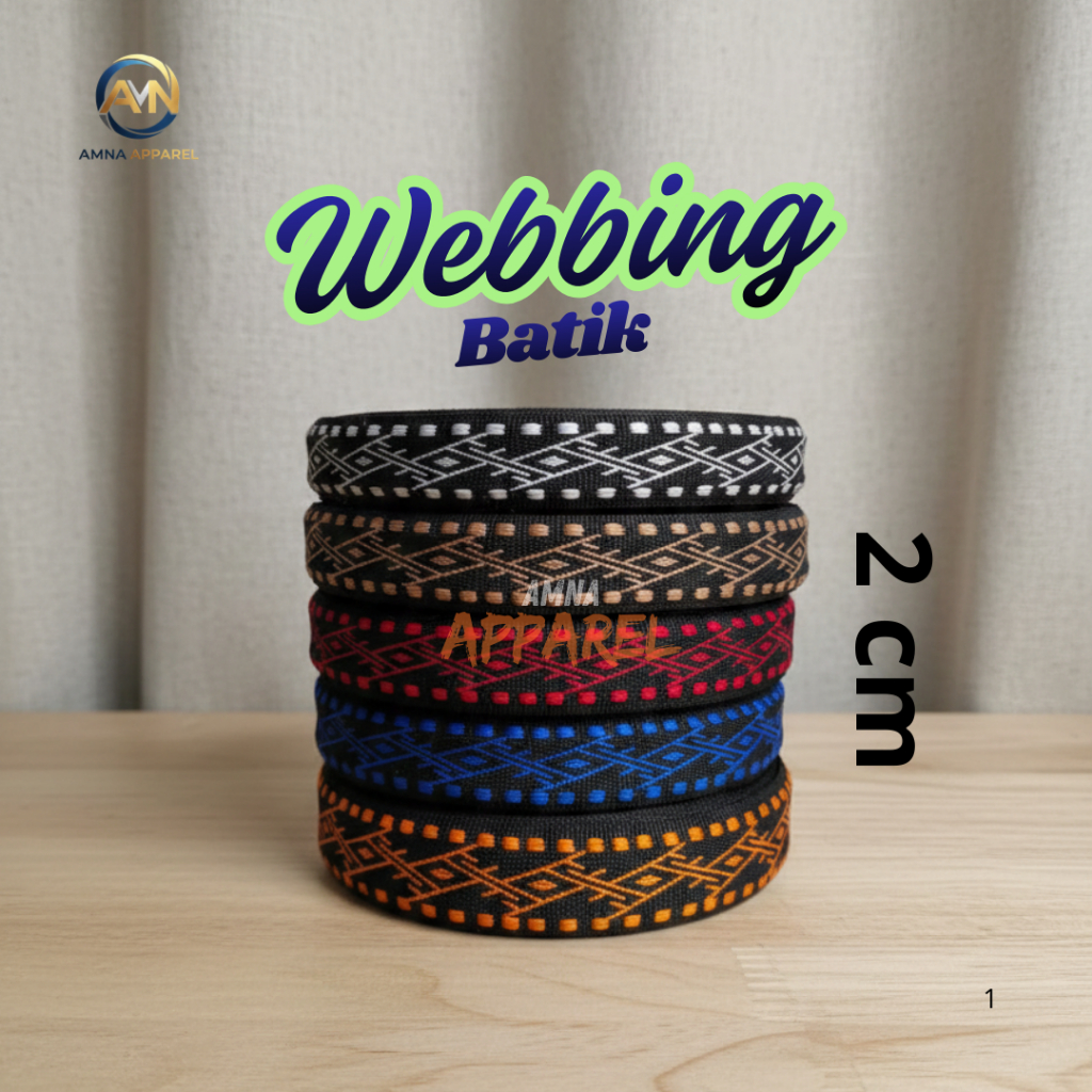 Jual bisban tali webbing motif batik terbaru ukuran 2 cm 1 rol panjang ...