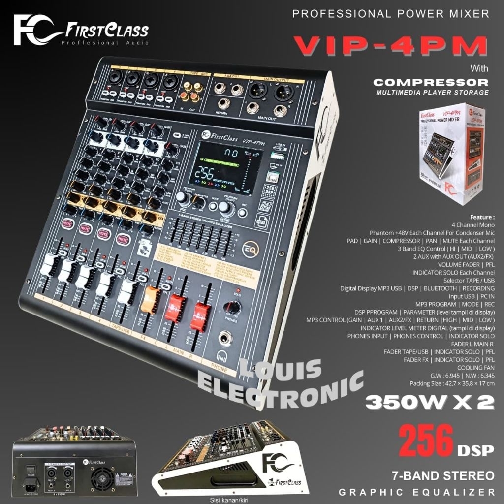 Jual Power Mixer FIRSTCLASS 4 Channel With Compressor VIP-4PM VIP4 PM ...
