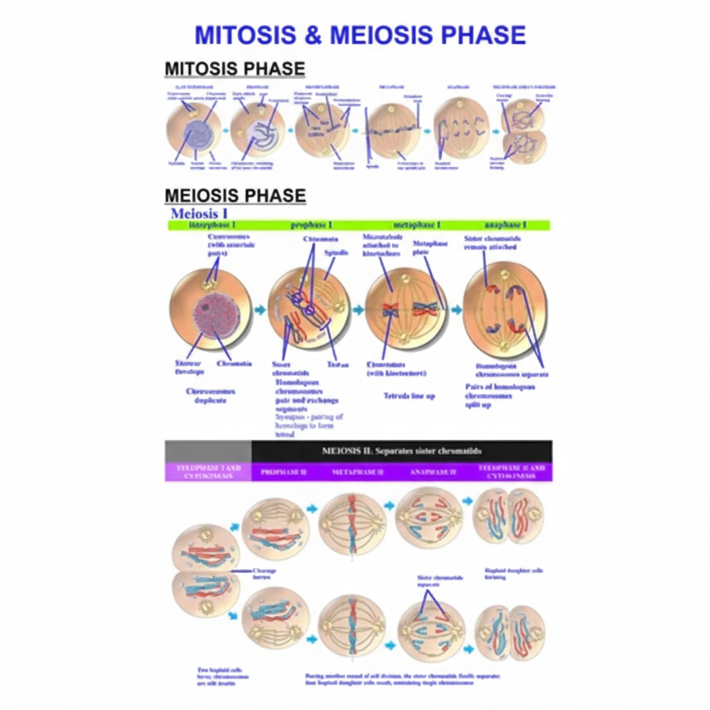 Jual POSTER SISTEM GENETIK SEL MEIOSIS DAN MITOSIS PHASE(bisa req ...