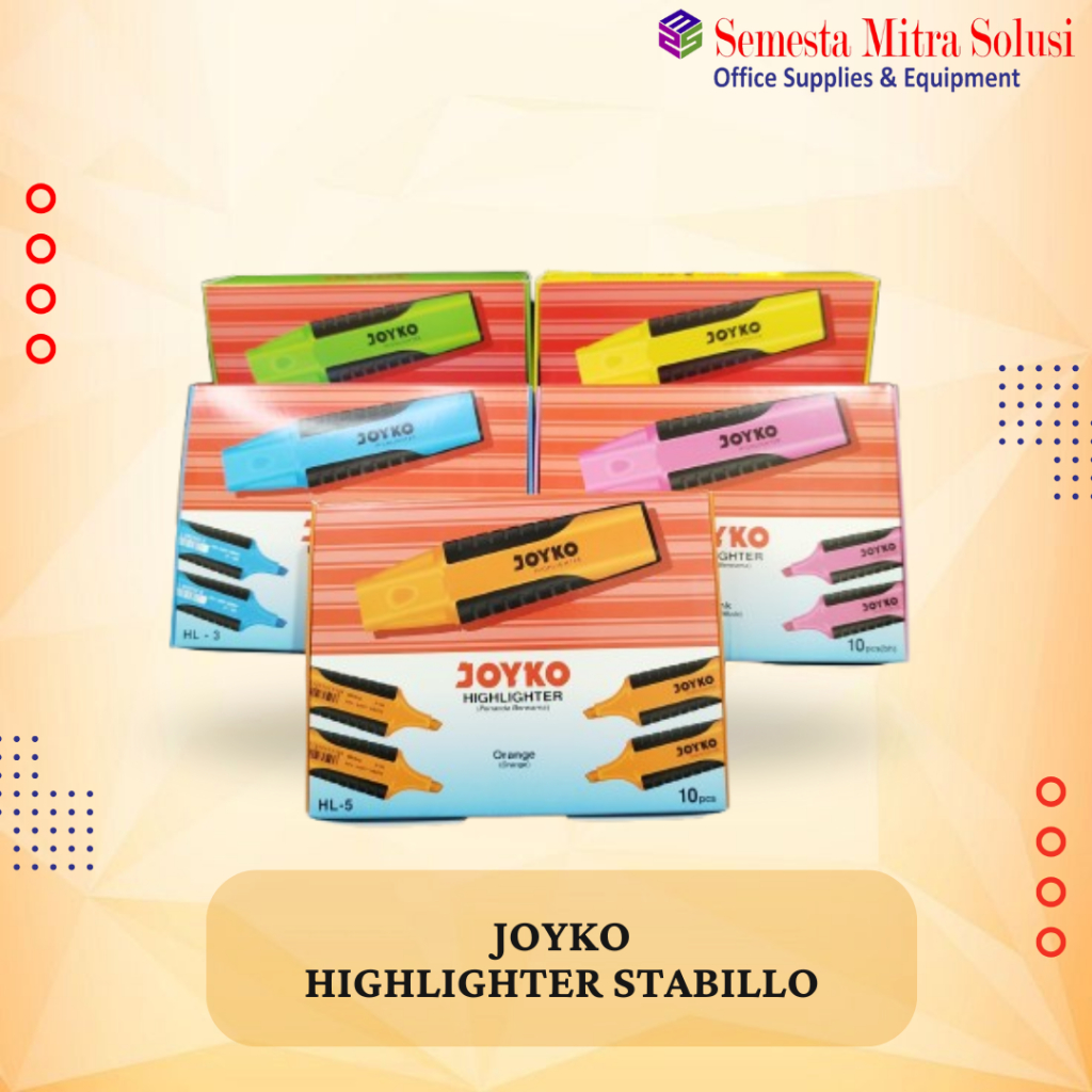Jual Stabilo Joyko Highlighter Original - 1 box/kotak isi 10 pcs - HL ...