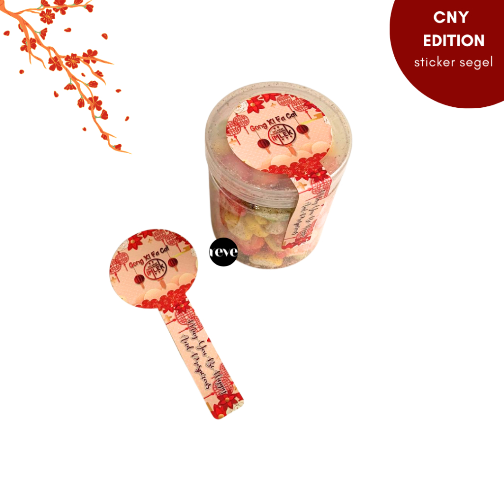 Jual Sticker segel imlek CNY lunar 6,5 x 14 cm toples kue kering snack ...