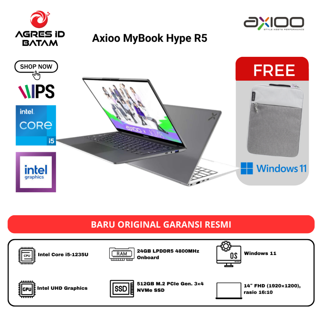 Jual AXIOO HYPE-R 5 OLED I5 1235 24GB 512GB 14.0FHD BLK (UNDER 1KG ...