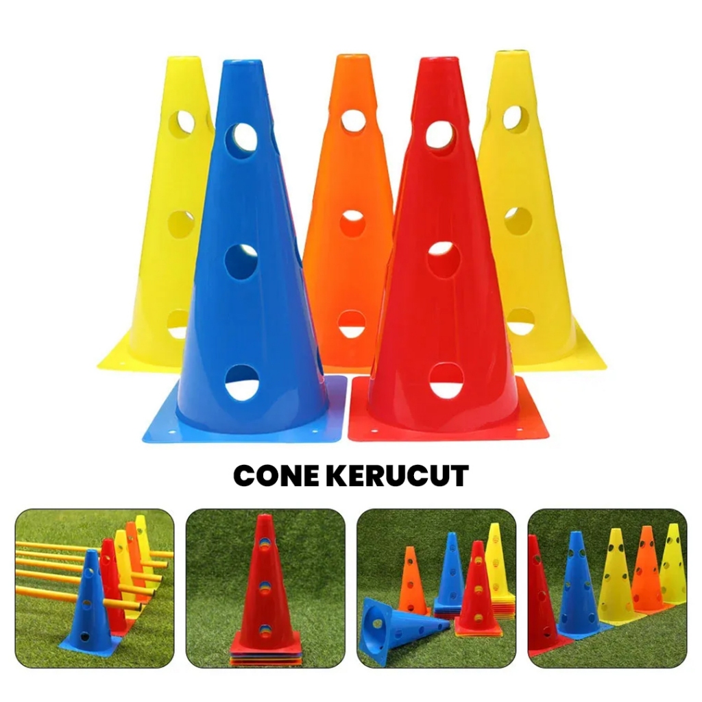 Jual 10 PCS Cone Kerucut Sepak Bola Model Berlubang Plastik Tebal 32cm ...