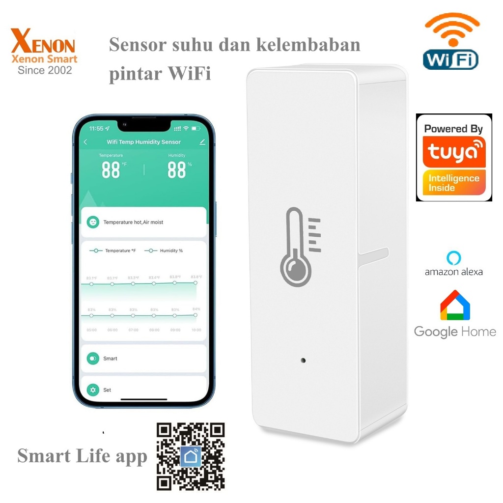 Jual Xenon Smart Life Temperature and Humidity Sensor Real Time WiFi ...
