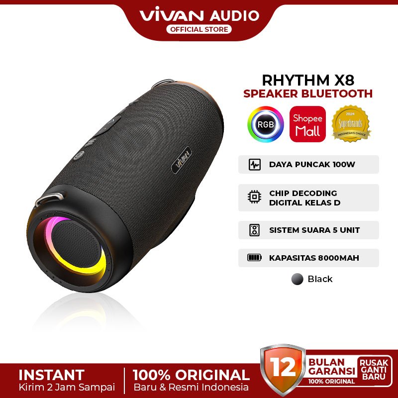 Jual [NEW LAUNCH] VIVAN Speaker Bluetooth Rhythm X8 Outdoor RGB 100W ...